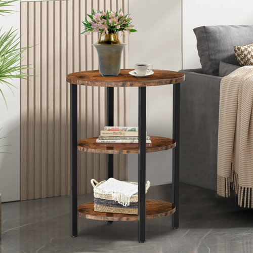17 Stories Jakwan Oval End Table with 3-Tier Storage Shelves & Reviews ...