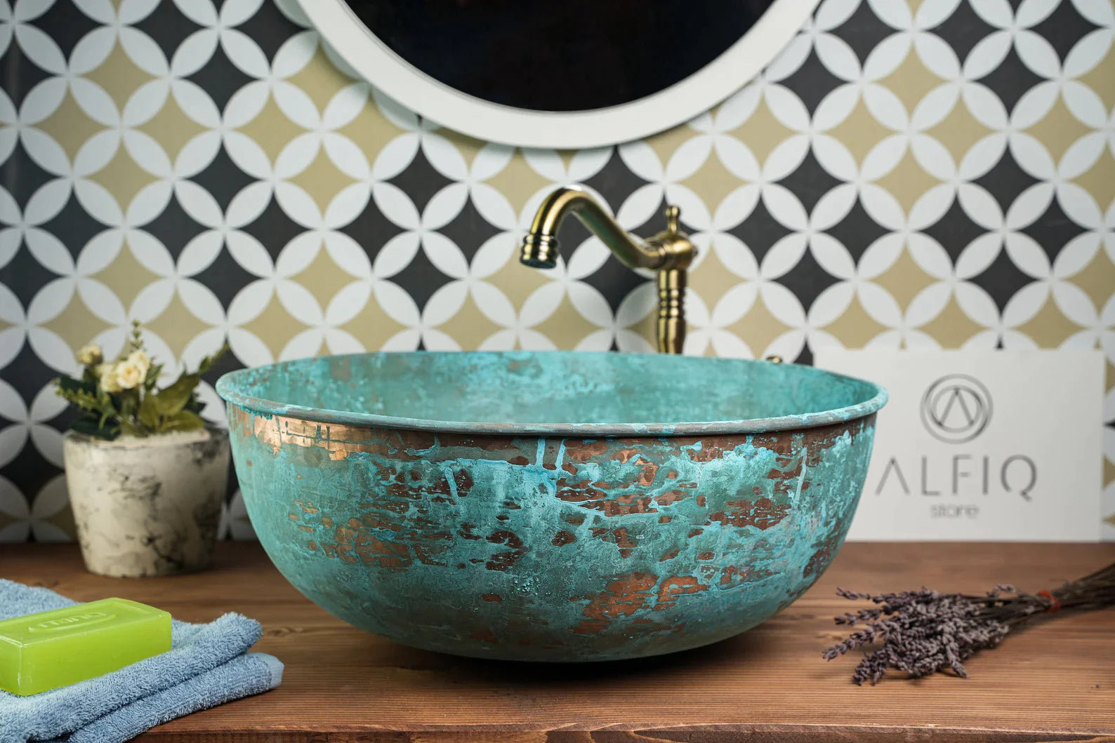 ALFIQ Handmade Blue Patina Copper Sink For Kitchen & Bathroom – Eco ...
