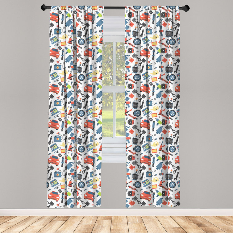 East Urban Home Auto Mechanic Semi-Sheer Rod Pocket Curtain Panels ...
