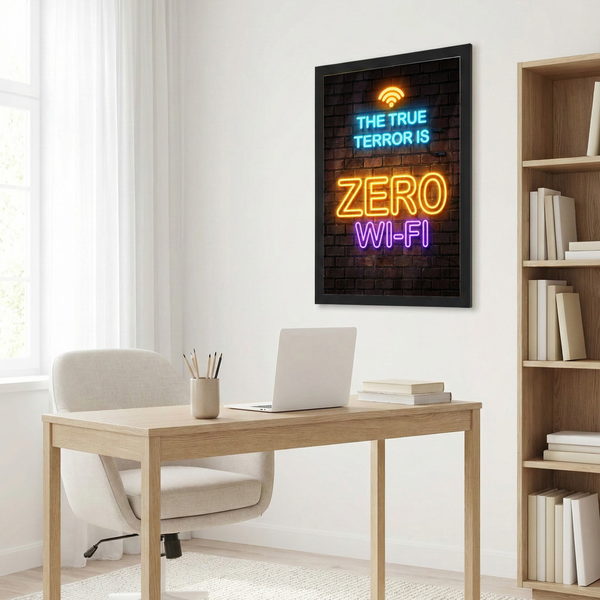 Wrought Studio™ Neon Sign The True Terror Is Zero Wi Fi Canvas Wrapped ...