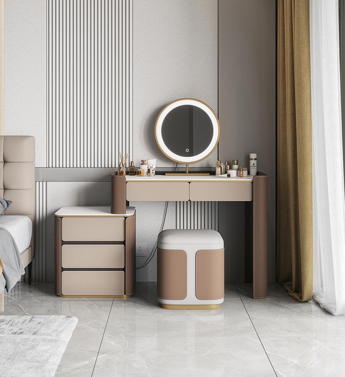 Finesse Furni Light Luxury Dresser, High-End Bedroom Dressing Table ...