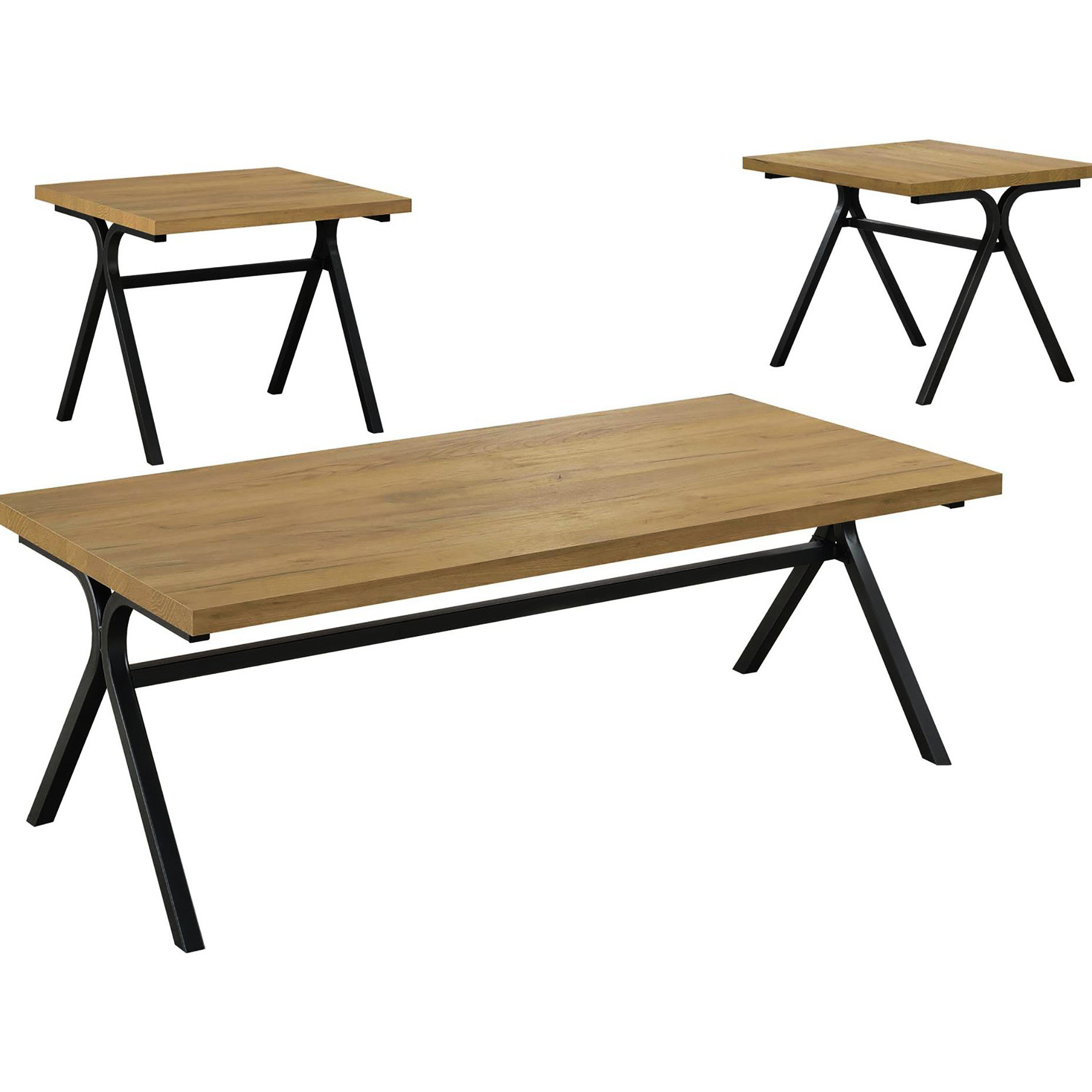 Latitude Run® Golden Oak And Gunmetal Tables - Blend Of Rustic Modern ...