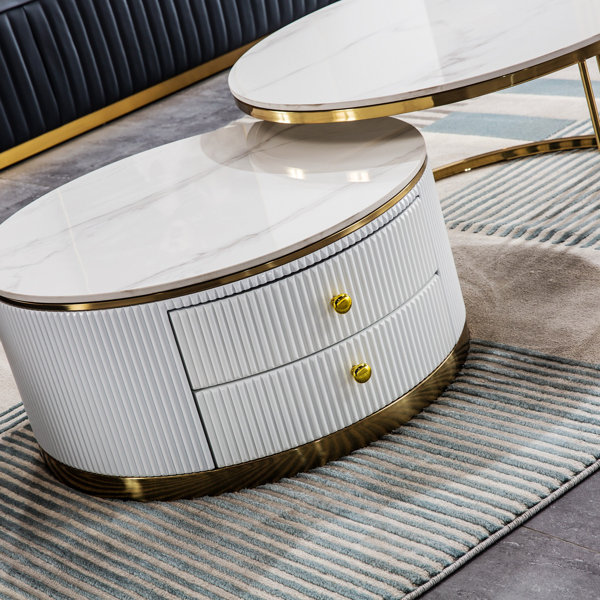 Mercer41 Tashari Nesting Coffee Table,Sintered Stone Appearance with ...