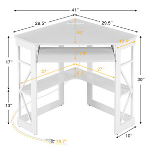 Williston Forge Lambrecht Corner Desk With Outlets & USB Ports ...