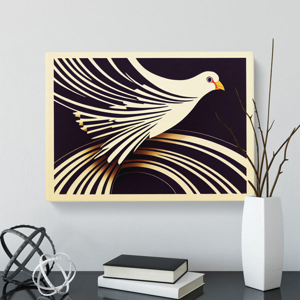 Marlow Home Co. Art Deco Dove Bird Abstract - Wrapped Canvas Print ...