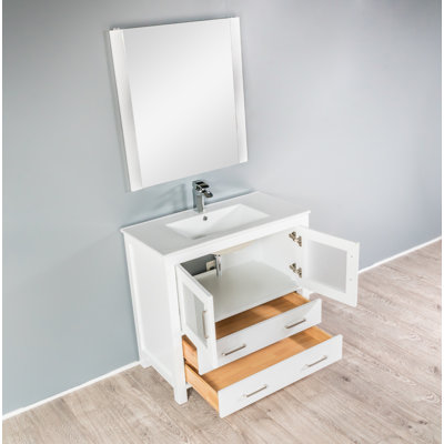 Wrought Studio Leena 36" Single Bathroom Vanity Set with Mirror | Wayfair