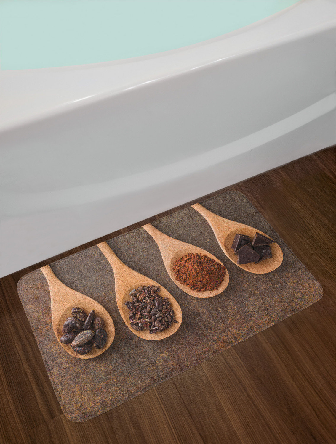East Urban Home Chocolate In Wooden Spoons Bath Rug | Wayfair