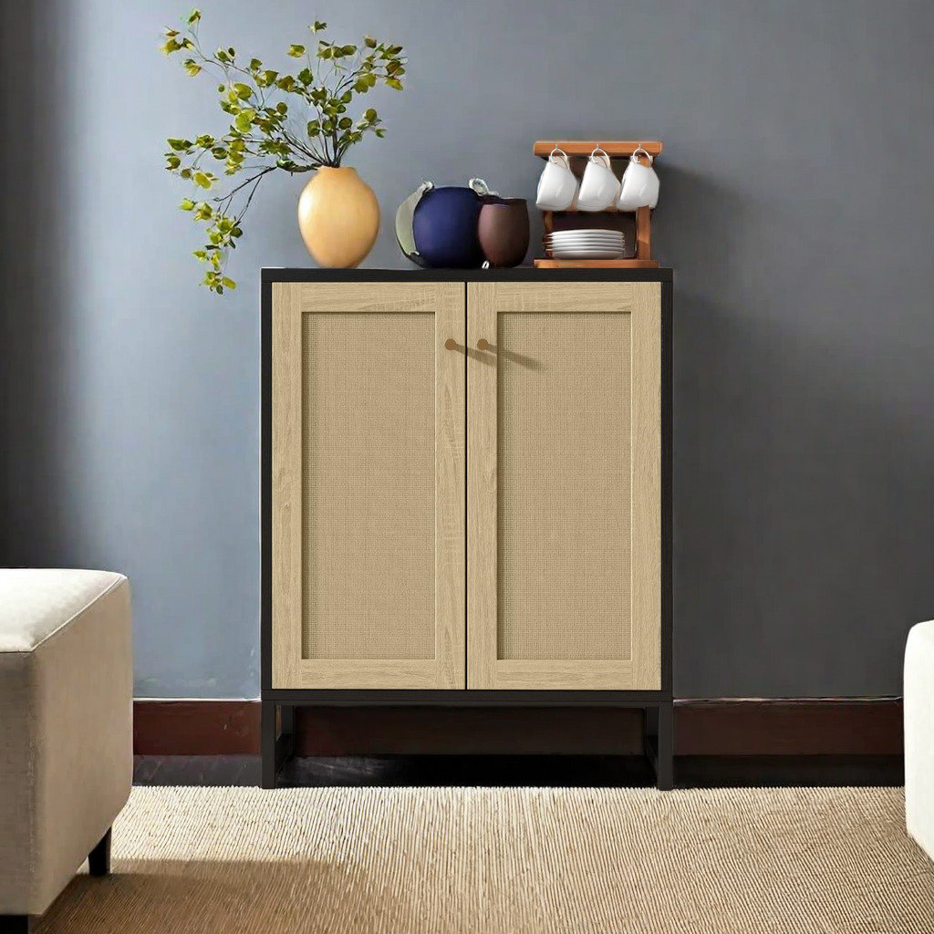 Bay Isle Home Rattan-Decorated 2-Door Storage Cabinet, Accent Living ...