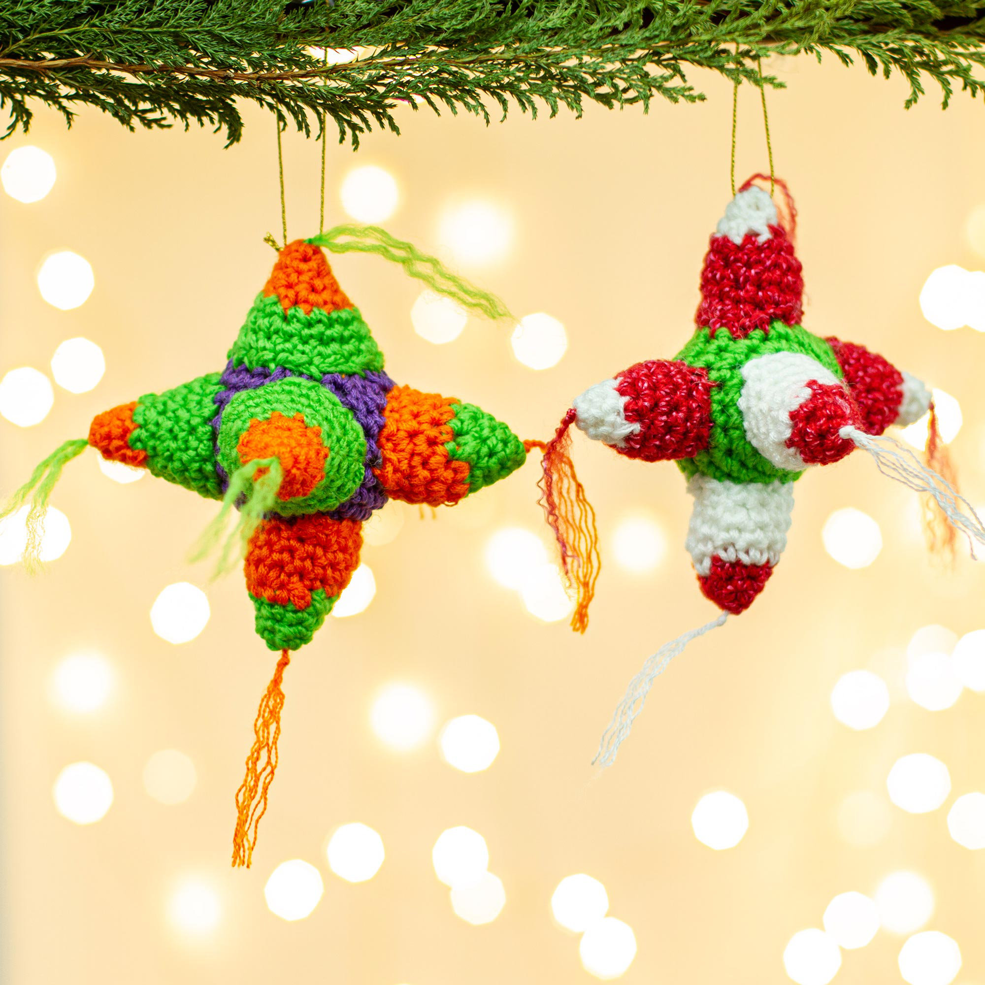 The Holiday Aisle® Handmade Piñata Cheer Crocheted Ornaments (Pair ...