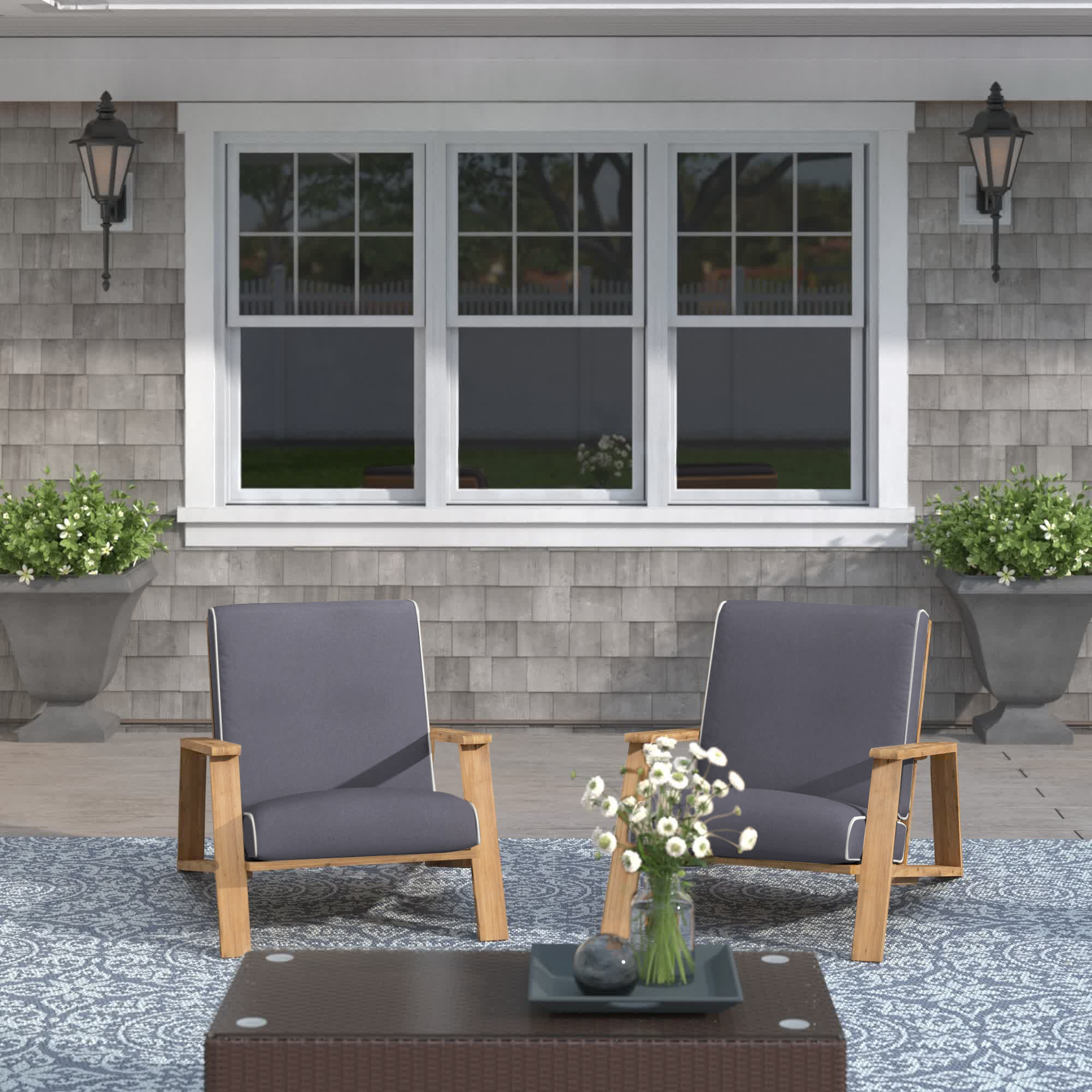 Wade Logan® Isham Patio Chair with Cushions & Reviews | Wayfair