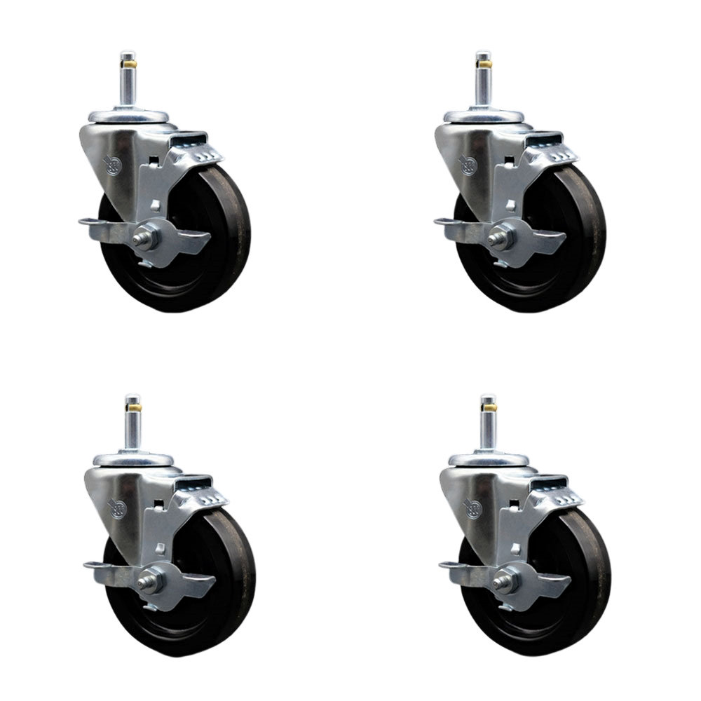Service Caster Swivel Grip Ring Stem Caster Set with Brake | Wayfair