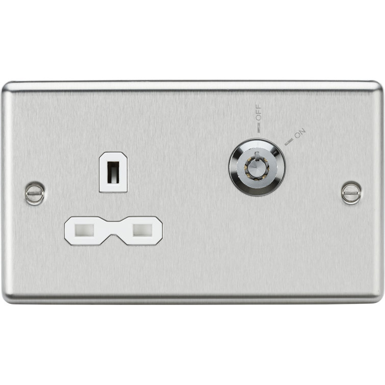 Knightsbridge 13A DP Key Lockable Socket (2G Plate) - Brushed Chrome ...
