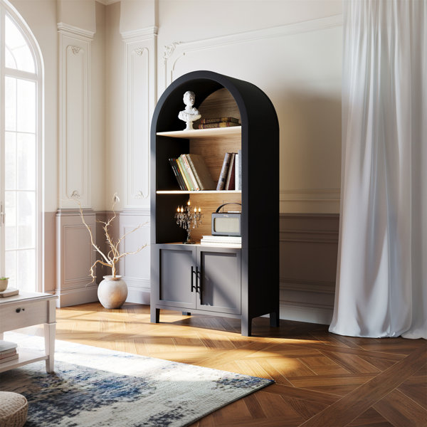 Red Barrel Studio® 66.7-Inch High Arched Bookshelf, 3-Shelf Mid-Century ...