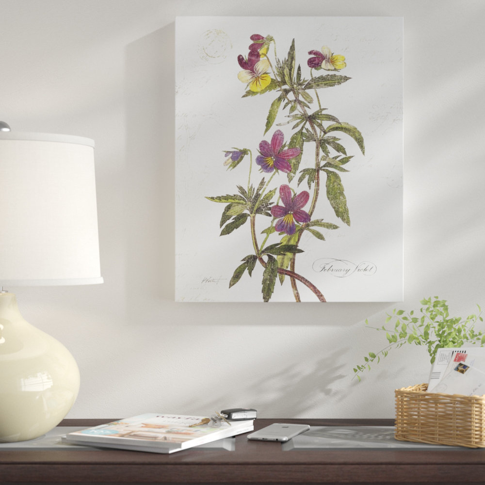 East Urban Home 'February Violet on White' Graphic Art Print on Canvas ...