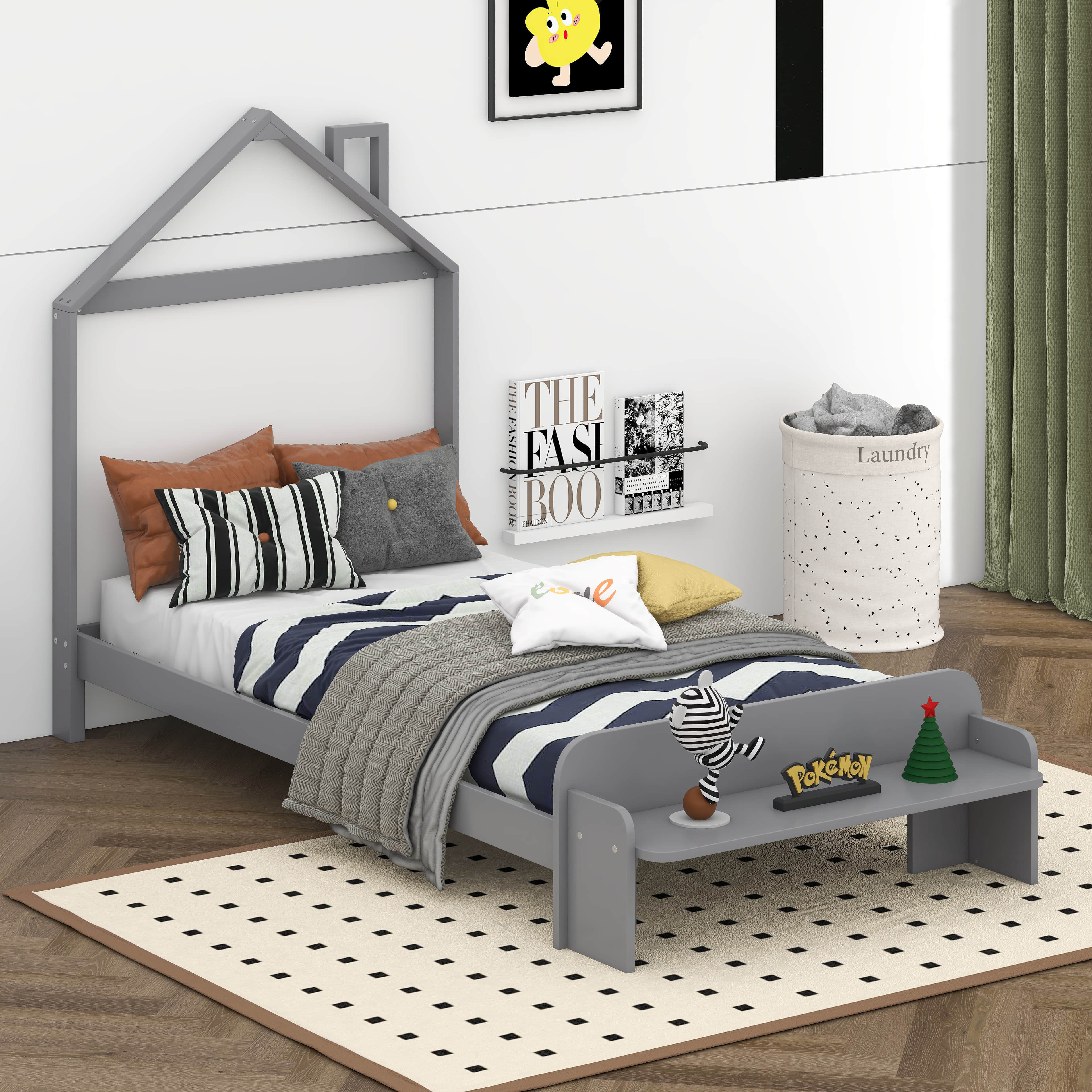 Harper Orchard Annemore Twin Size Wood Platform Bed with House-shaped ...