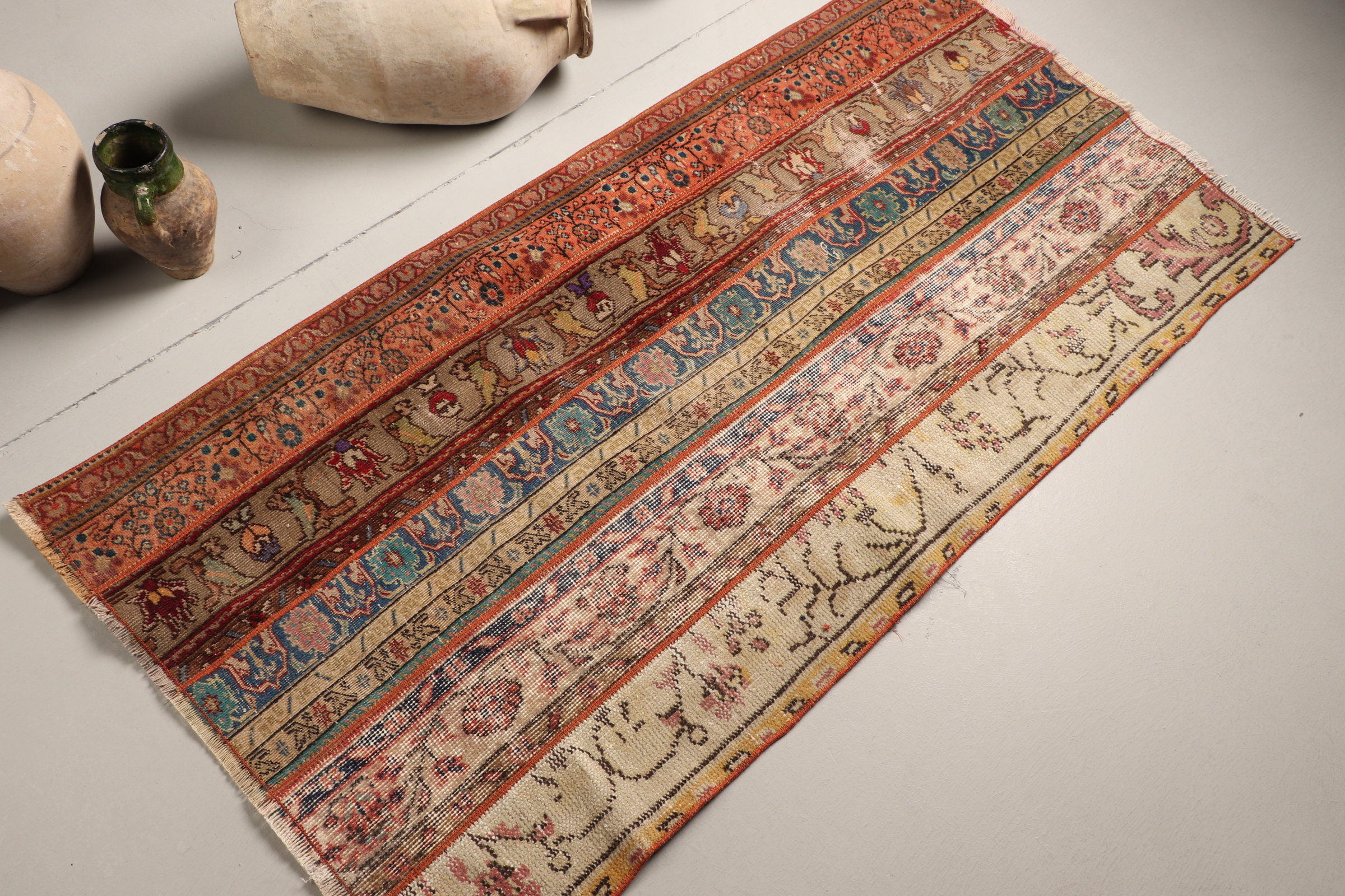 Bungalow Rose Handcrafted Vintage Turkish Door Mat In Vibrant Stripes ...