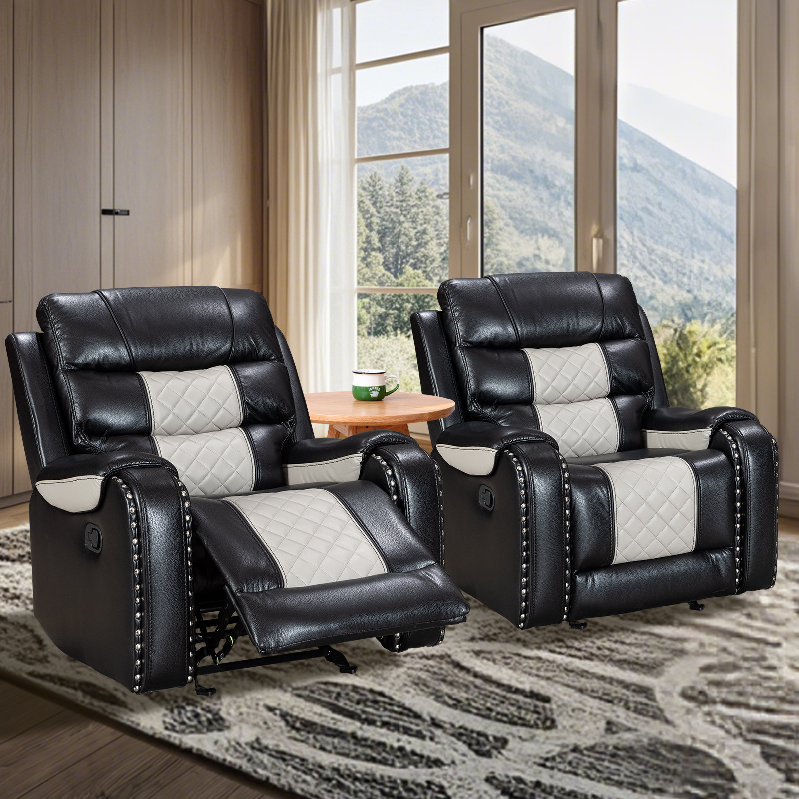 Lark Manor Air Leather Rocker Recliner Chair Single Sofa With ...