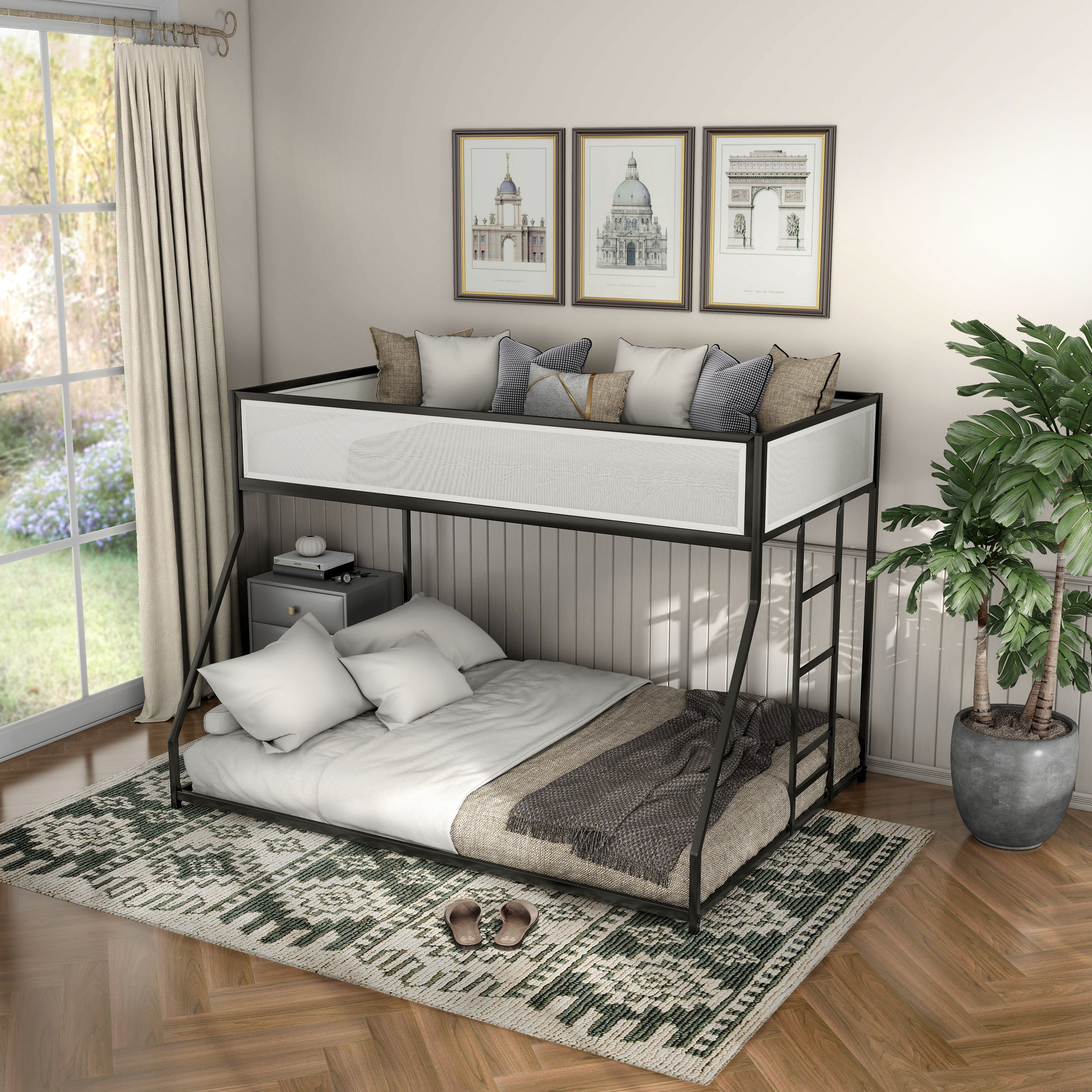 Isabelle & Max™ Axente Metal Twin Over Full Bunk Bed With Wire Mesh ...