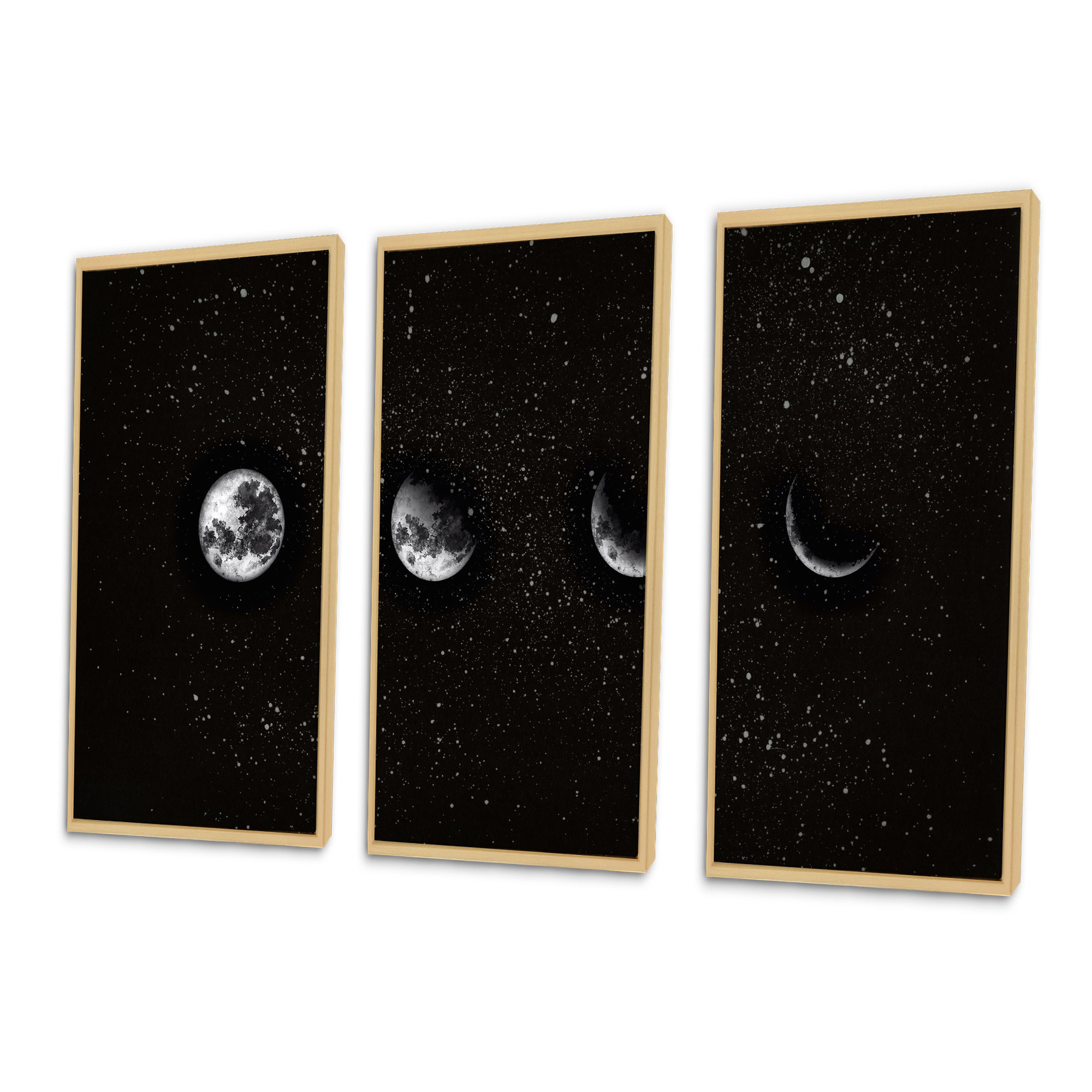 DesignArt " Moon Phases In The Night Sky " 3 - Pieces - Wayfair Canada