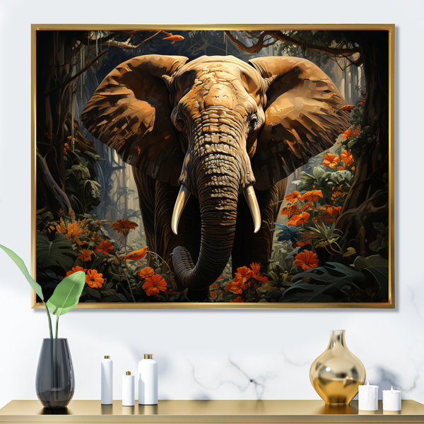 Millwood Pines Elephant Jungle Royalty Framed On Canvas Print | Wayfair