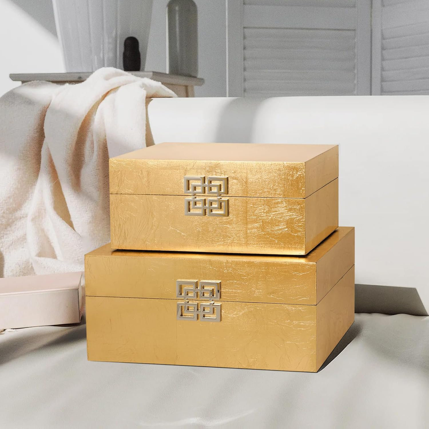 Mercer41 Decorative Storage Boxes With Hinged Lid - Classic Wooden ...