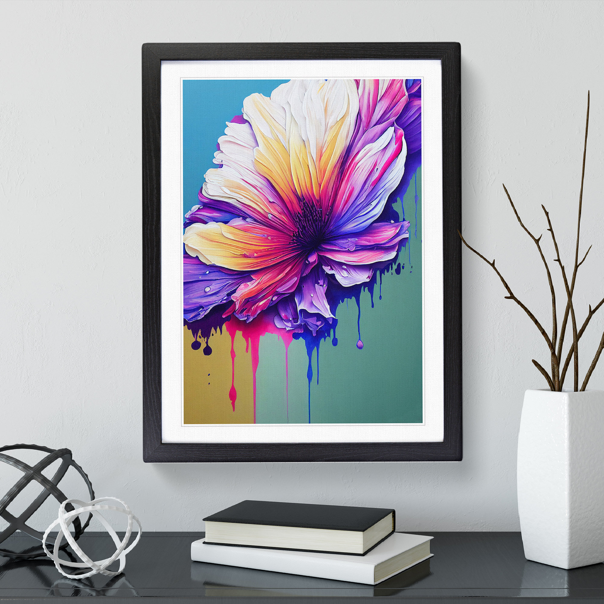 Metro Lane XV1022-3162X Paint Drip Flower No.1 Abstract - Picture Frame ...