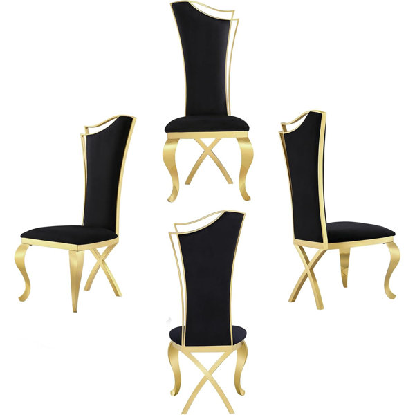 Rosdorf Park Gorgeous King Chairs Throne Black Velvet Dining Room Chair ...