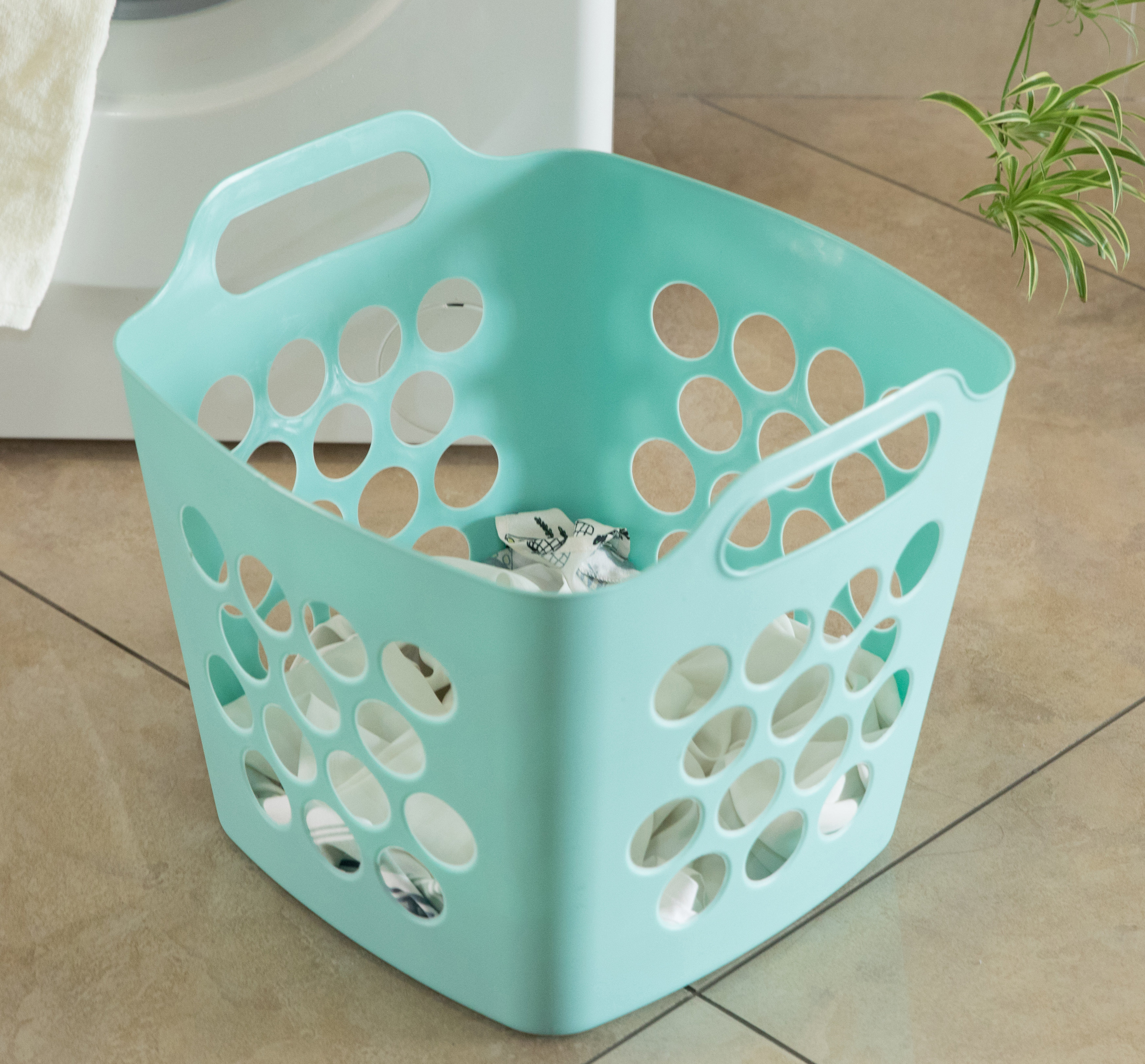 Rebrilliant Flexible Plastic Carry Laundry Basket Holder Square Storage ...