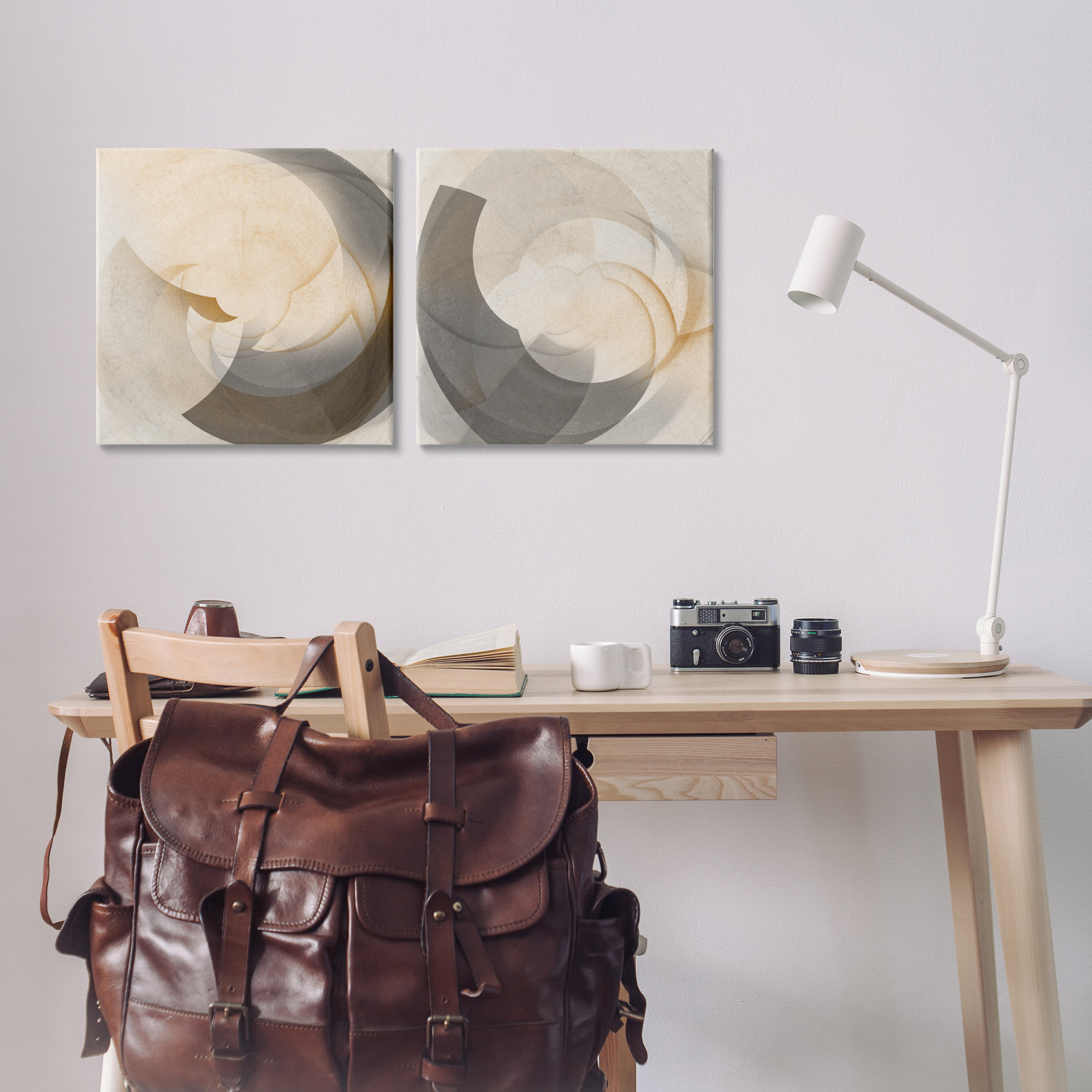 Wrought Studio™ Shadowed Swoop Abstracts 2 PC Canvas Wall Art Set by ...