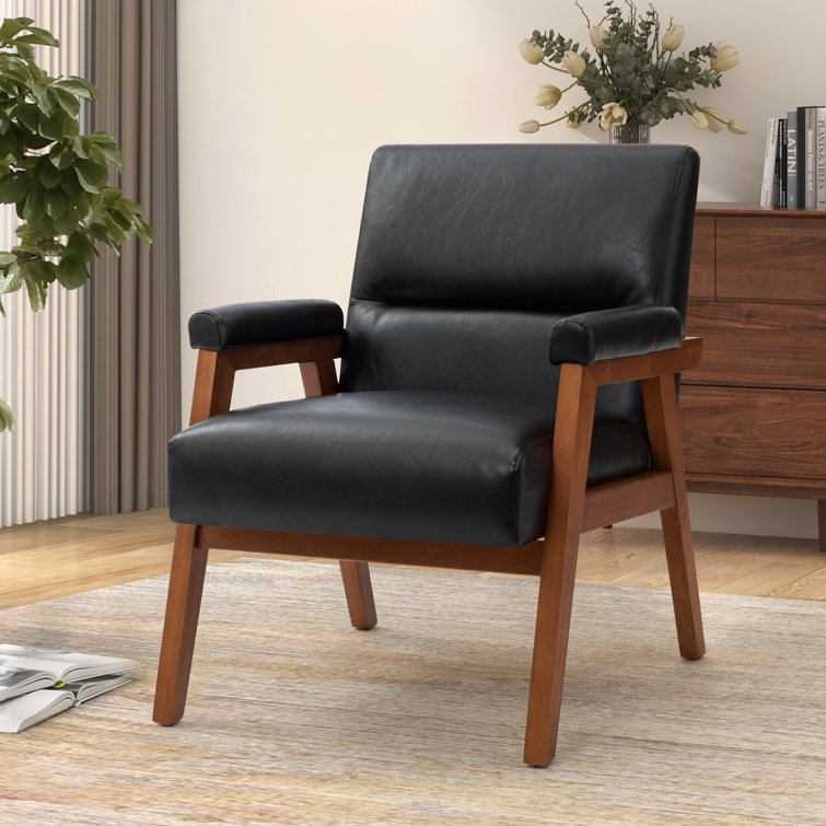 Wade Logan® Arnee Wooden Upholstered Armchair with Solid Wood Legs ...