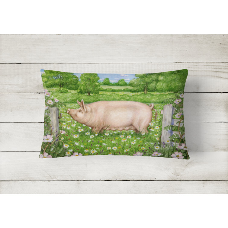 August Grove® Mordecai Pig in Daisies by Debbie Cook Fabric Indoor ...