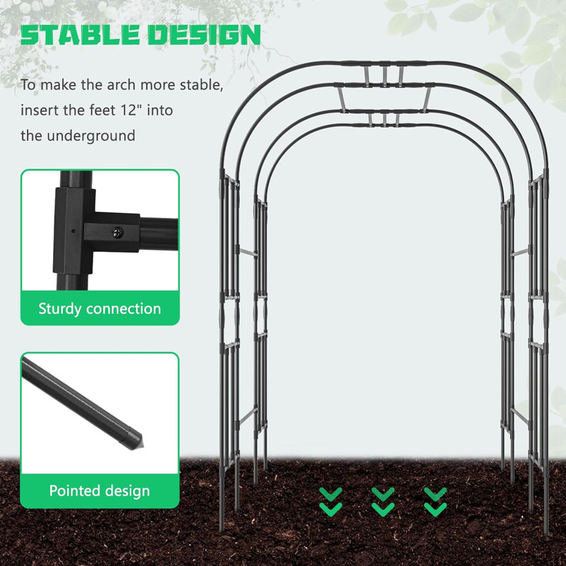 ShangQuan WuLiu Outdoor Garden Arch Trellis, Green Steel, Semicircular ...