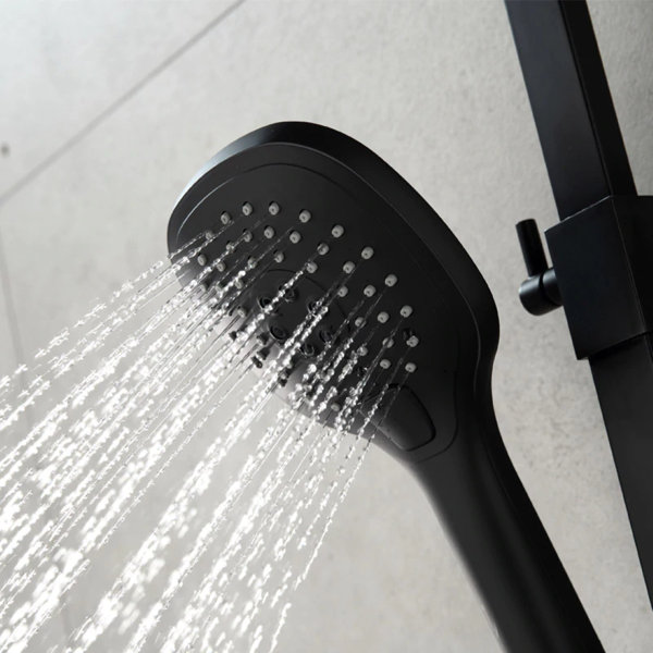 Juno Showers Juno Modern Rainfall Matte Black Wall Mount Rectangle ...
