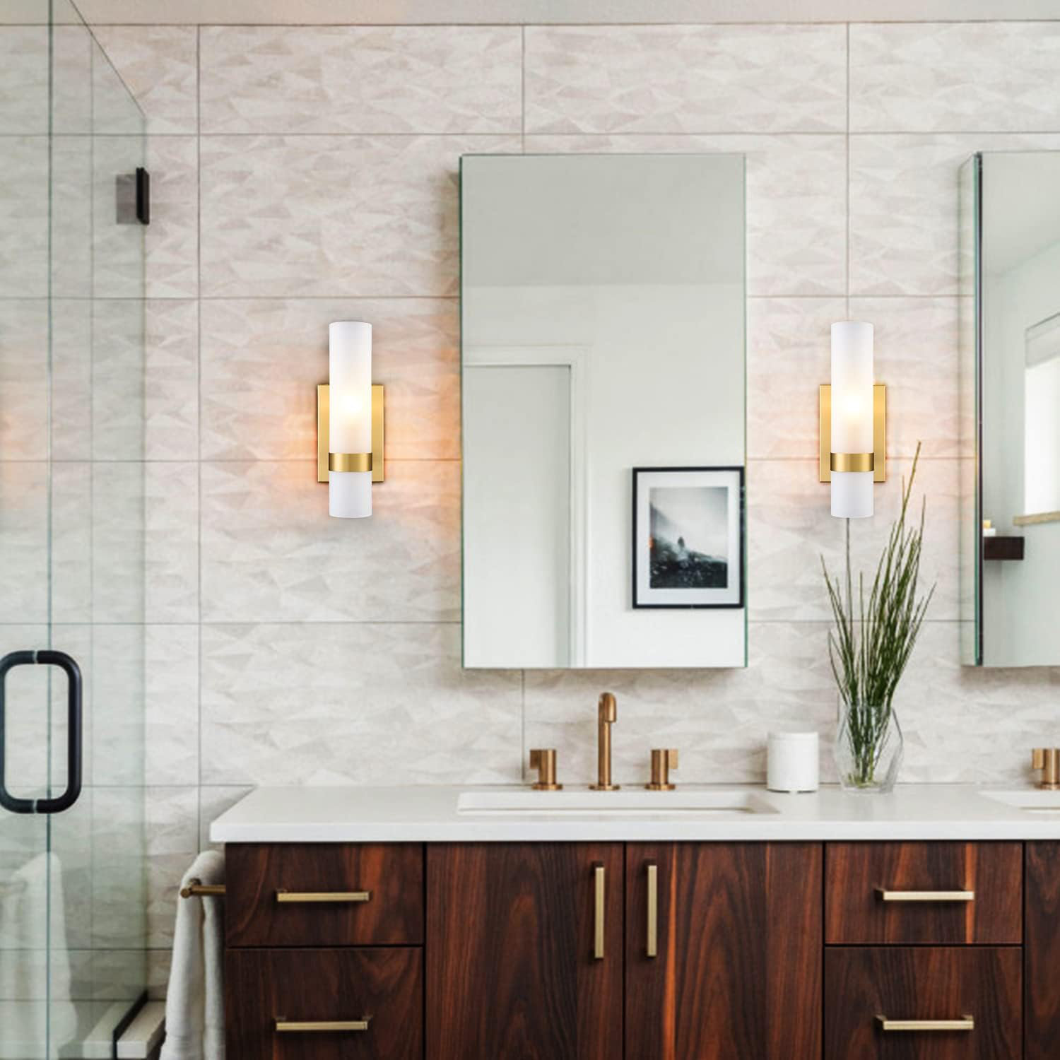 Mercer41 Modern Gold Cylinder Wall Sconce Fixture Brass Wall Light With ...