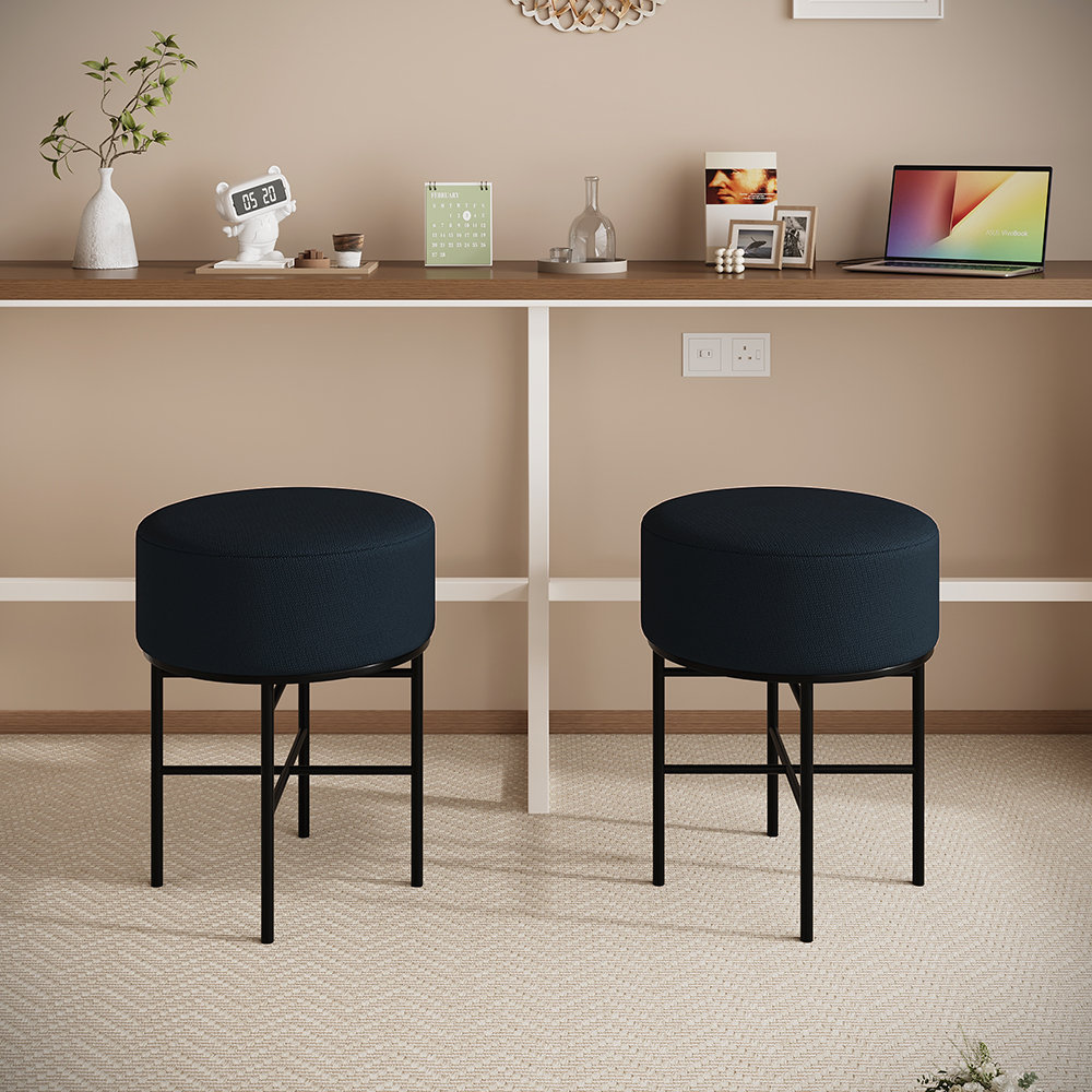 Ebern Designs 2 pcs Round Cushioned Soft Stool for Bar and Dining | Wayfair