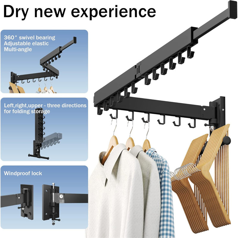 doitbest Folding Wall Mounted Laundry Rack - Retractable And Space ...