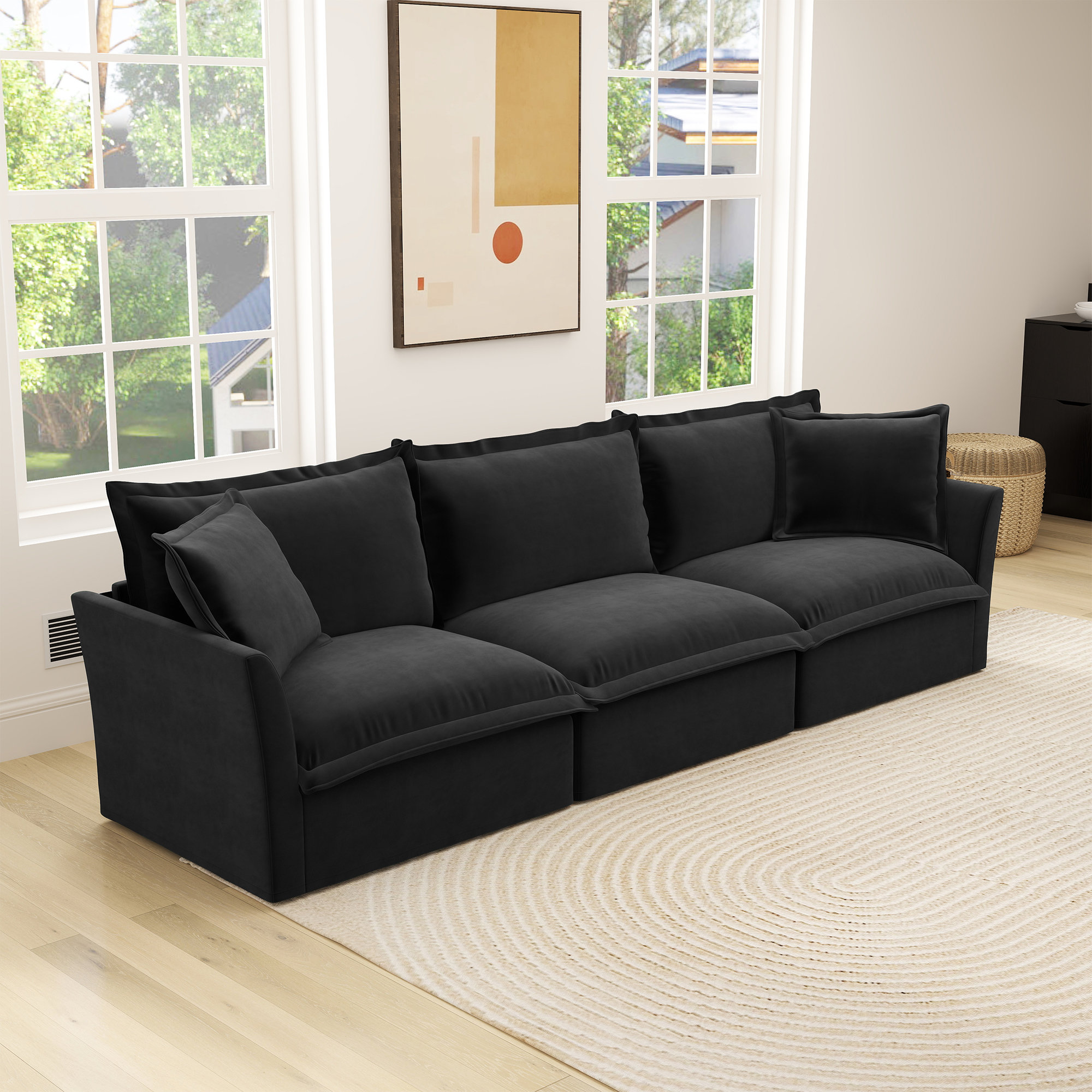 Latitude Run® Slipcovered Sofa Couch, Modern 3 Seater Sofa with ...