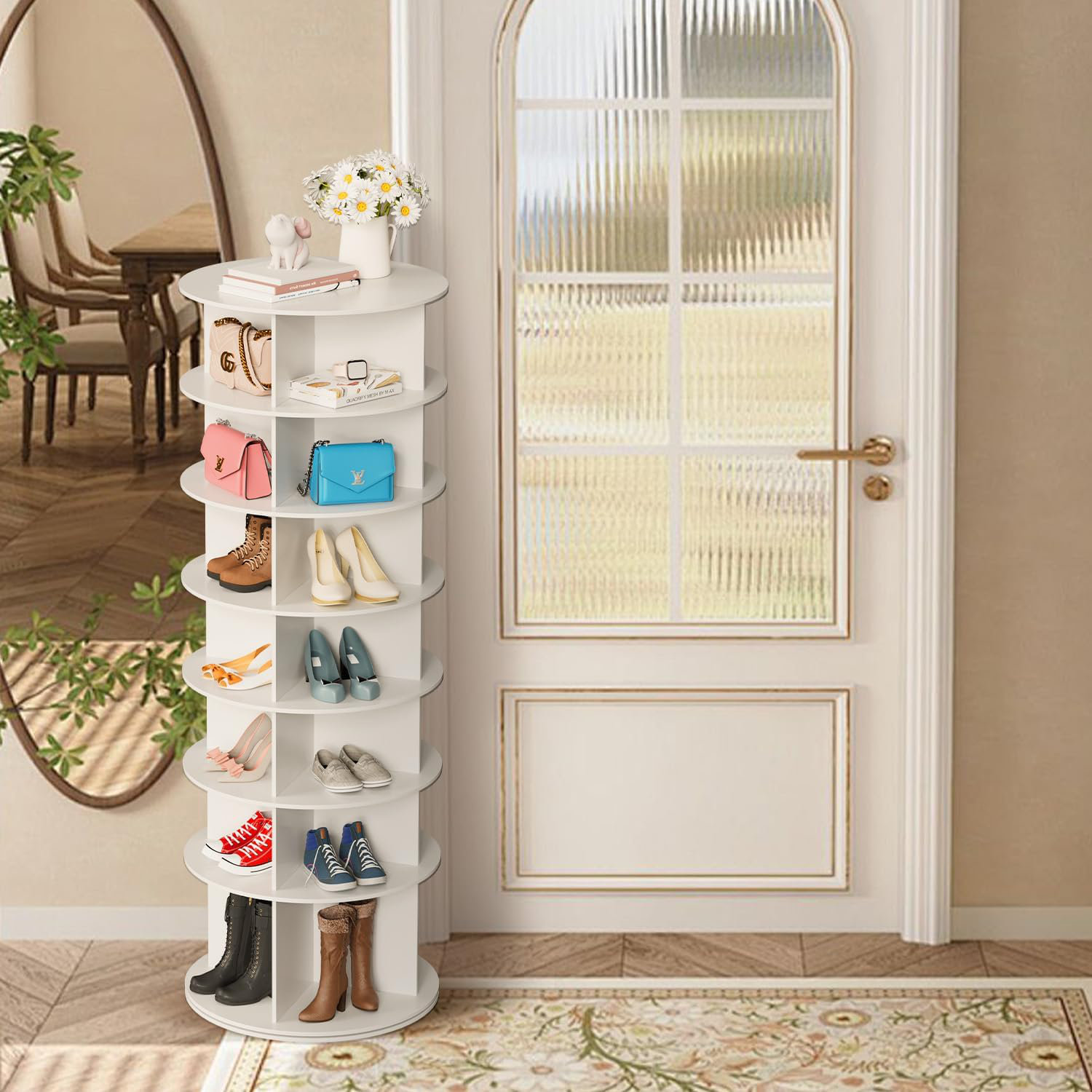 Hokku Designs 7-Tier Rotating Shoe Rack With 360° Spinning Design, High ...