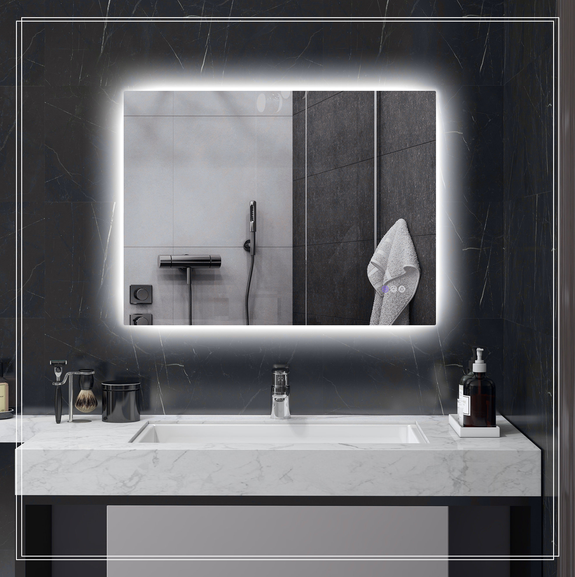 Ivy Bronx LED Bathroom Mirror with Lights, Backlit LED Mirror for ...