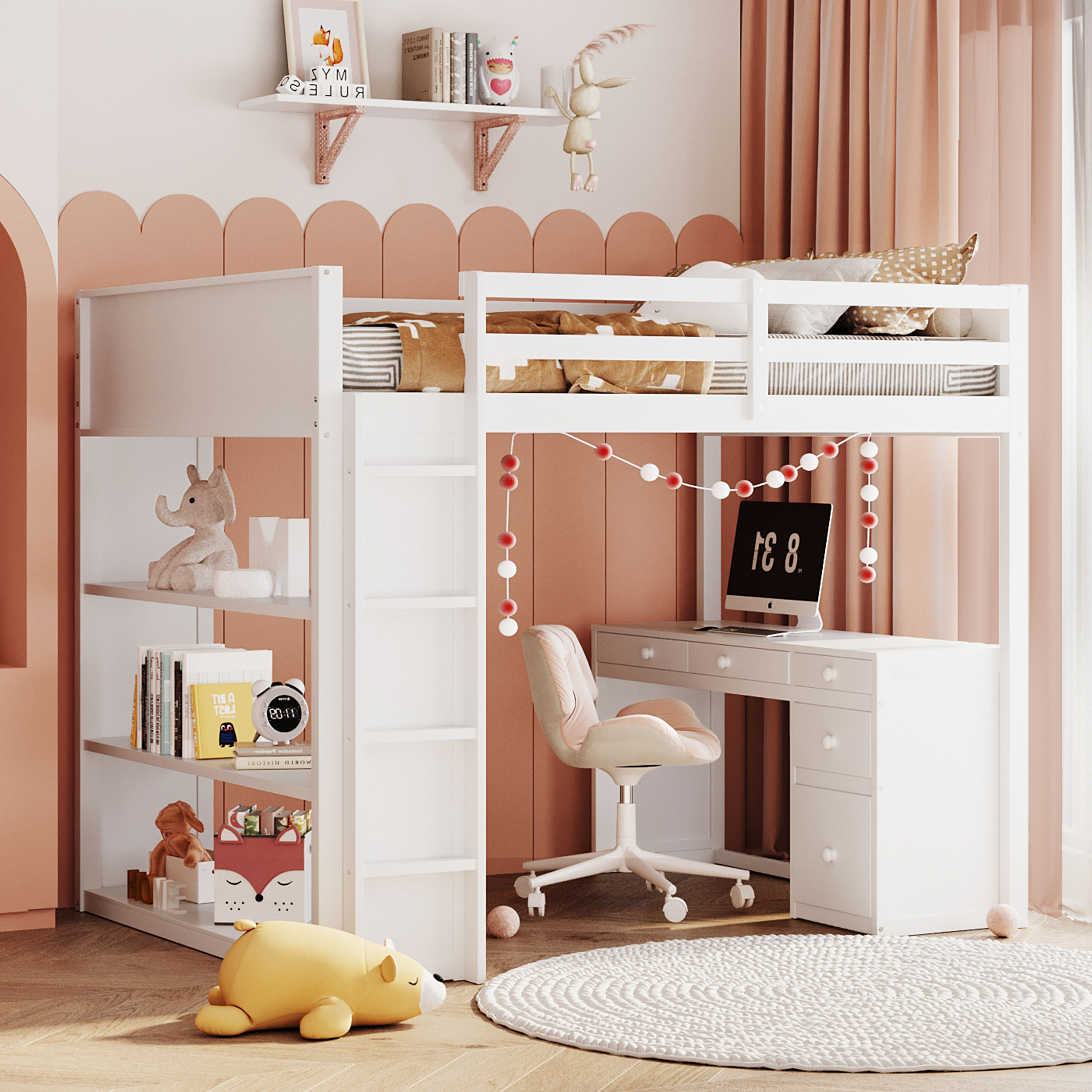 Harriet Bee Harmonie 5 Drawer Loft Bed with Built-in-Desk by Harriet ...