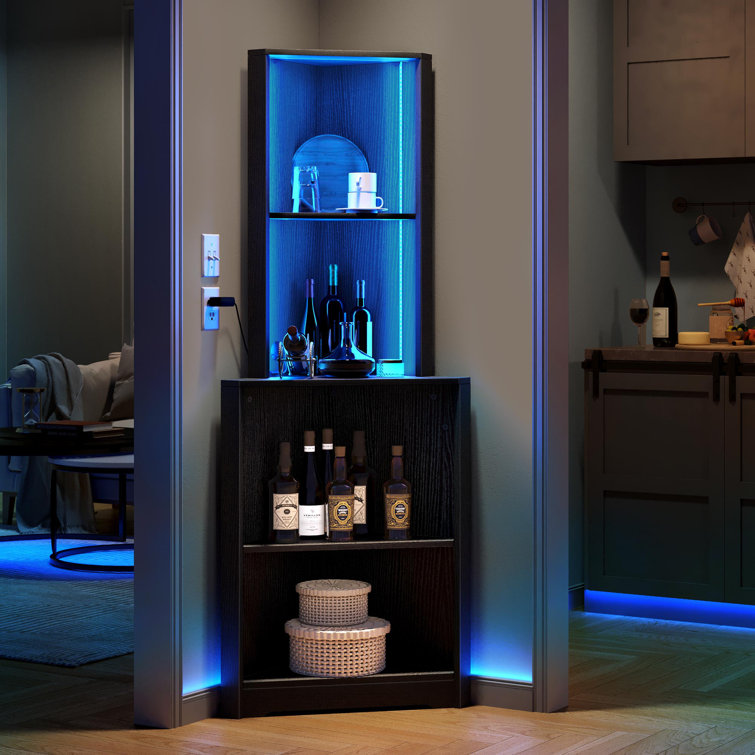 Wade Logan® Badina Modern Display Corner Bookcase with Colorful LED ...