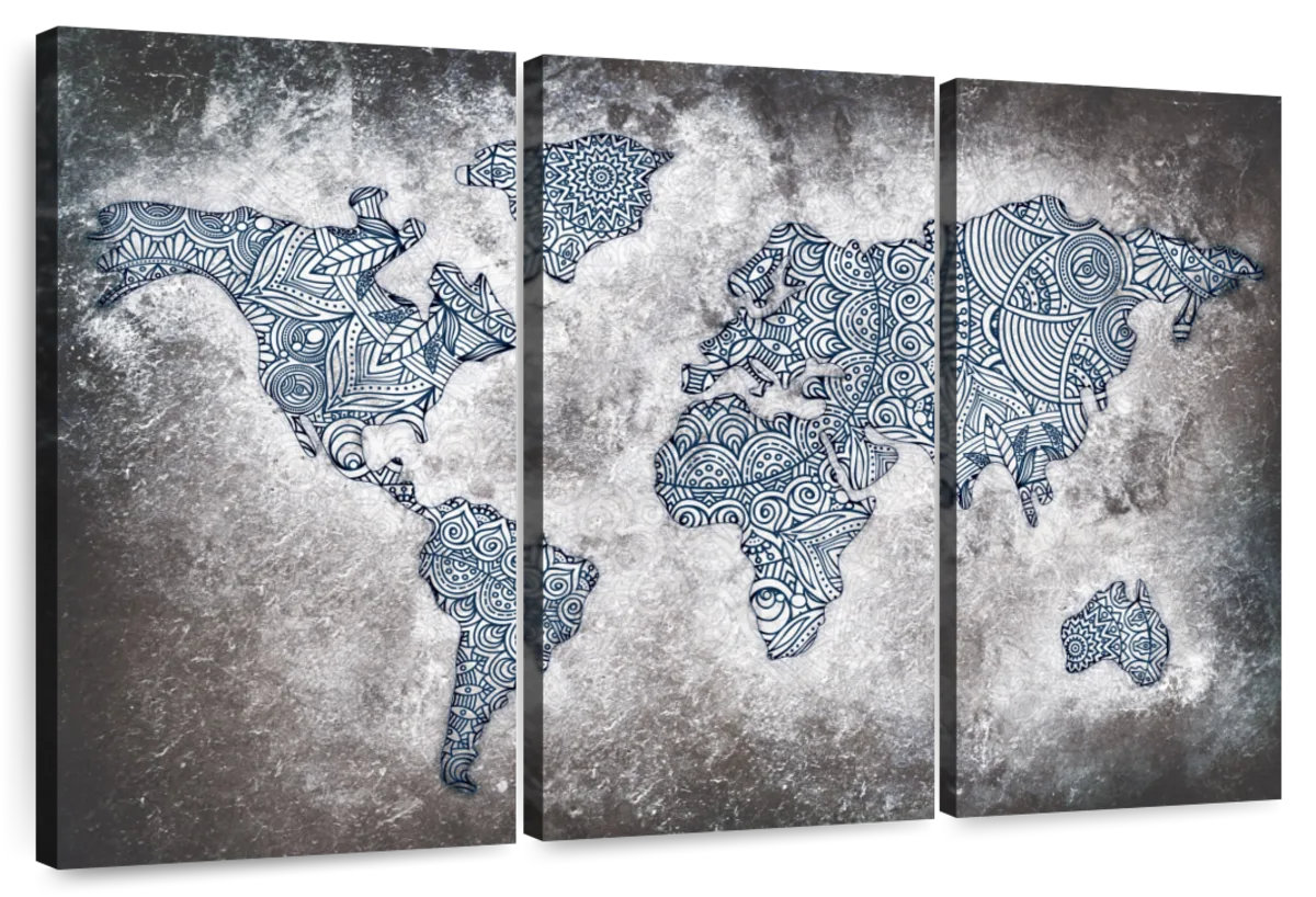 Elephant Stock Broken Mandala World Map | Wayfair
