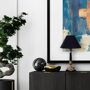 House of Hampton® Glossy Black And Brass Metal Tall Candlestick Table ...