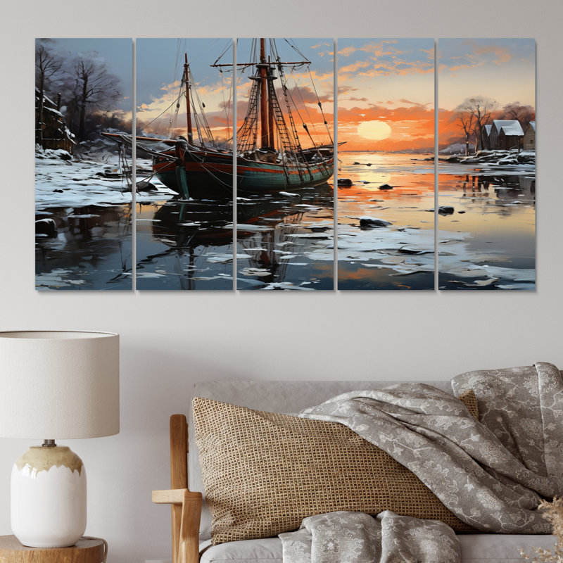 Breakwater Bay Winter Icy Harbor I - Transportation Metal Wall Decor ...