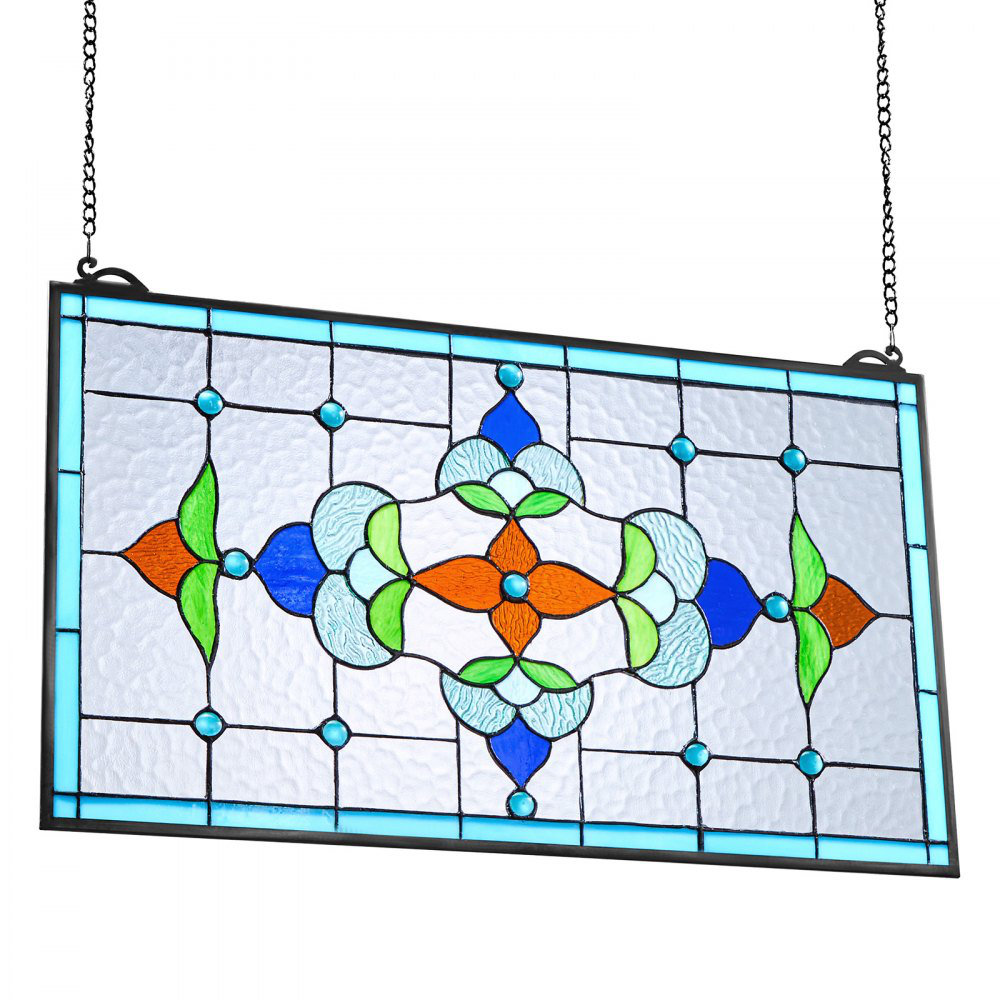 Fleur De Lis Living Stained Glass Tiffany Style Hanging Window Panel ...