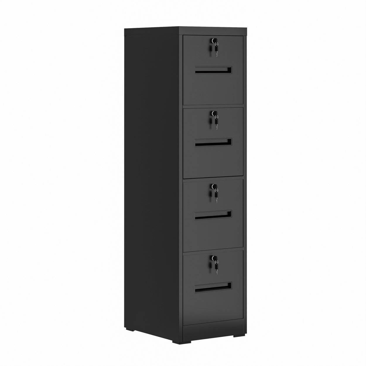 Inbox Zero 4 Drawer Metal Vertical Black Filing Cabinets With Lock For ...