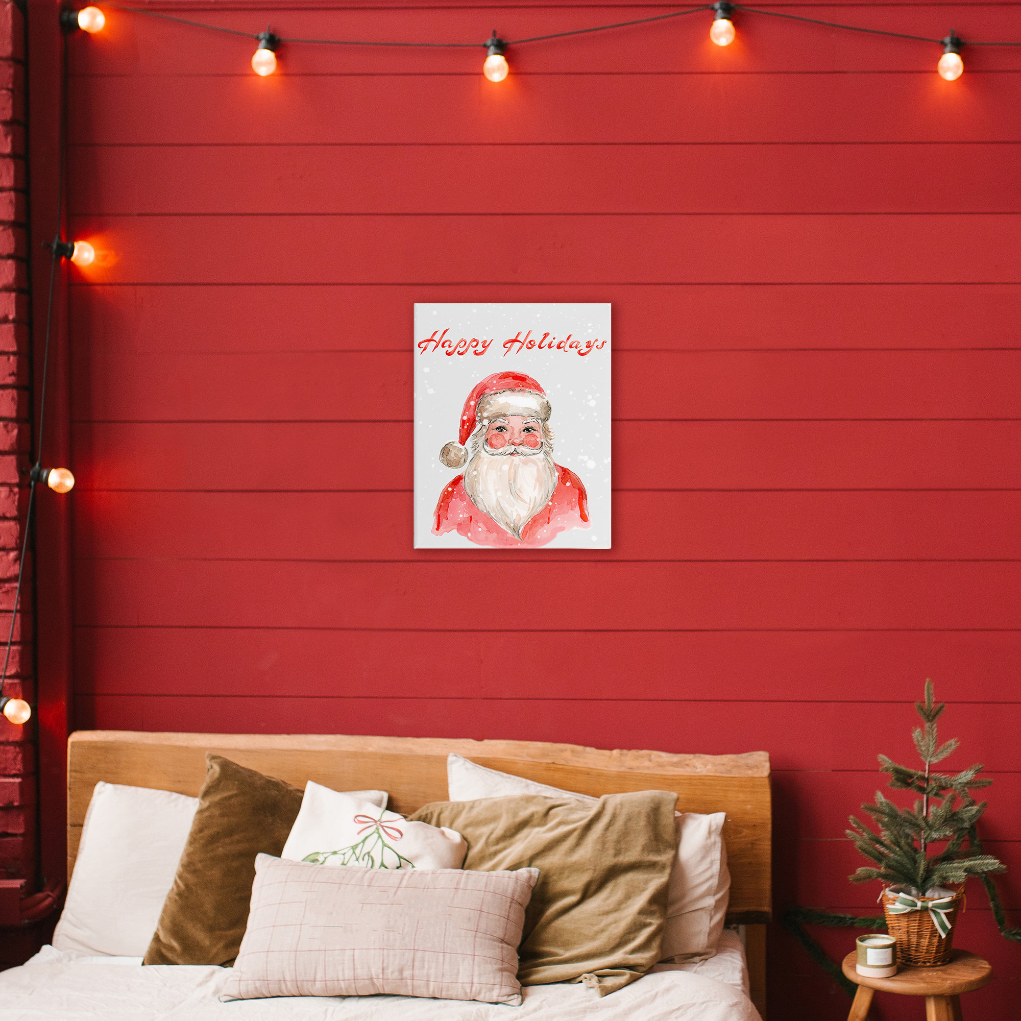 One Allium Way® Happy Holidays Jolly Santa Canvas, design by Elena Fay ...