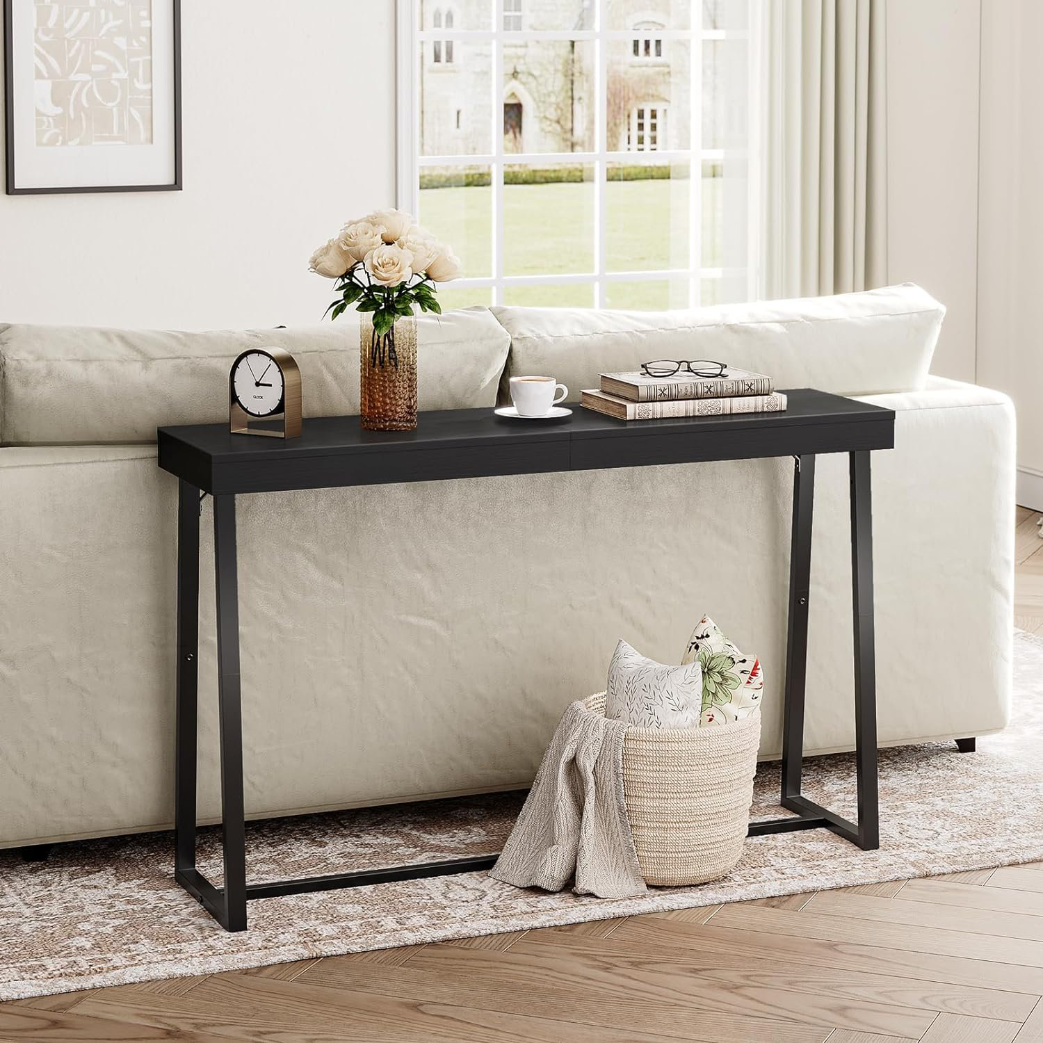 17 Stories Narrow Console Table, Black Entryway Table for Hallway, 47.2 ...