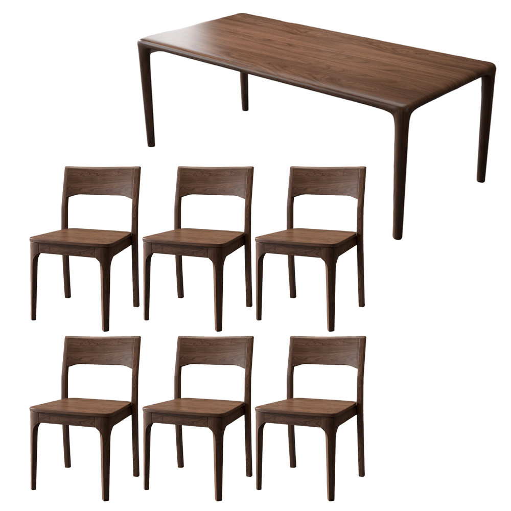 RESROS Simple Texture Walnut Solid Wood Dining Table Set - Wayfair Canada