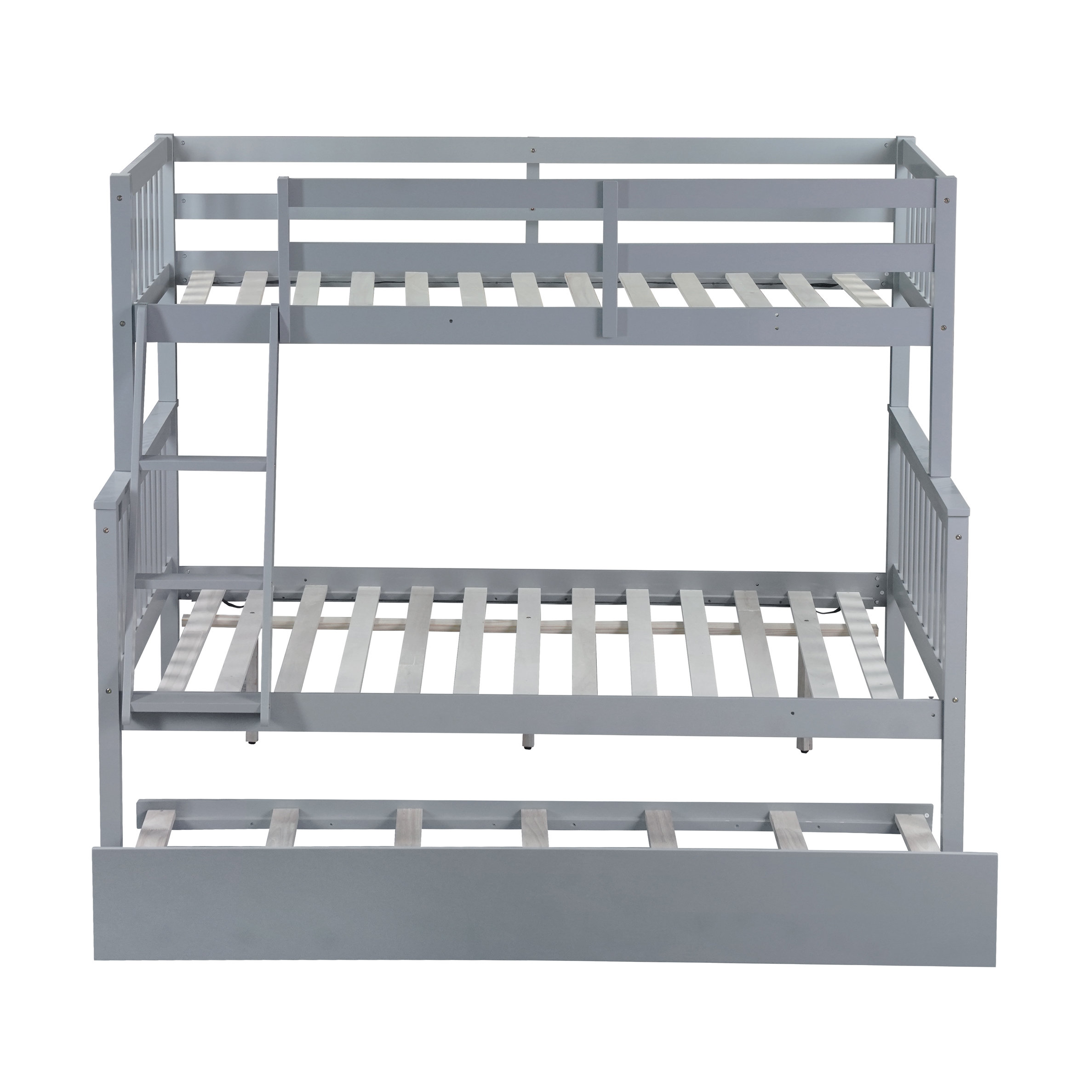 Harriet Bee Twin Over Full Rubber Wood Bunk Bed With Twin Size Trundle ...